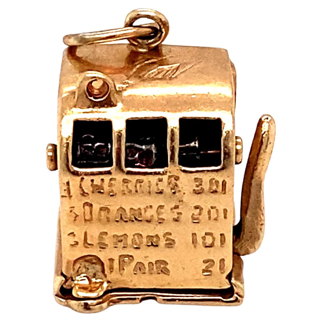 1960s Large Gold Slot Machine Charm at 1stDibs | diamond gold slot
