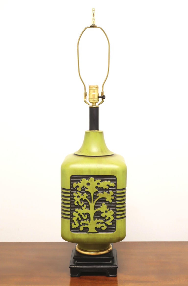 1960's Asian Inspired Green Tree of Life Table Lamp For Sale at 1stDibs