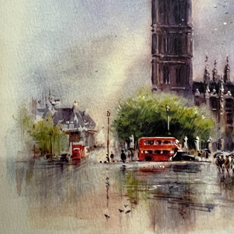 1960s Asterio Pascolini Vintage Art Lithograph London Big Ben Double ...