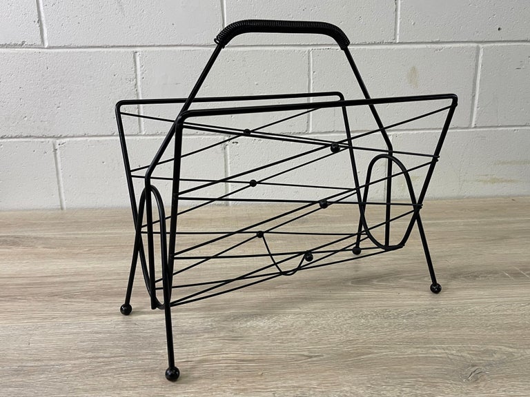 1960s Atomic Style Black Magazine Rack For Sale at 1stDibs