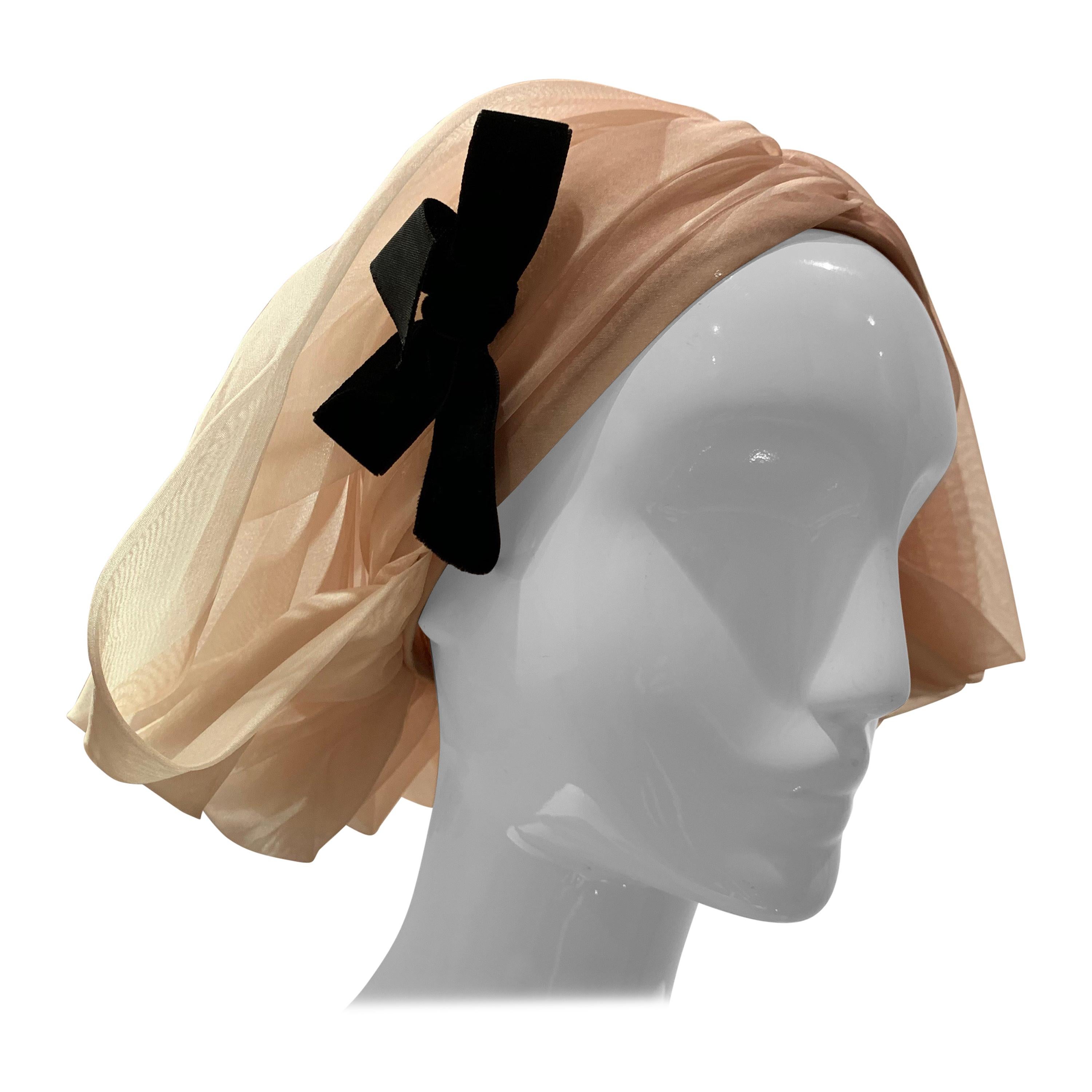 1960s Avant Garde Sonni Blonde Silk Organza Kerchief Styled Pleated Hat ...