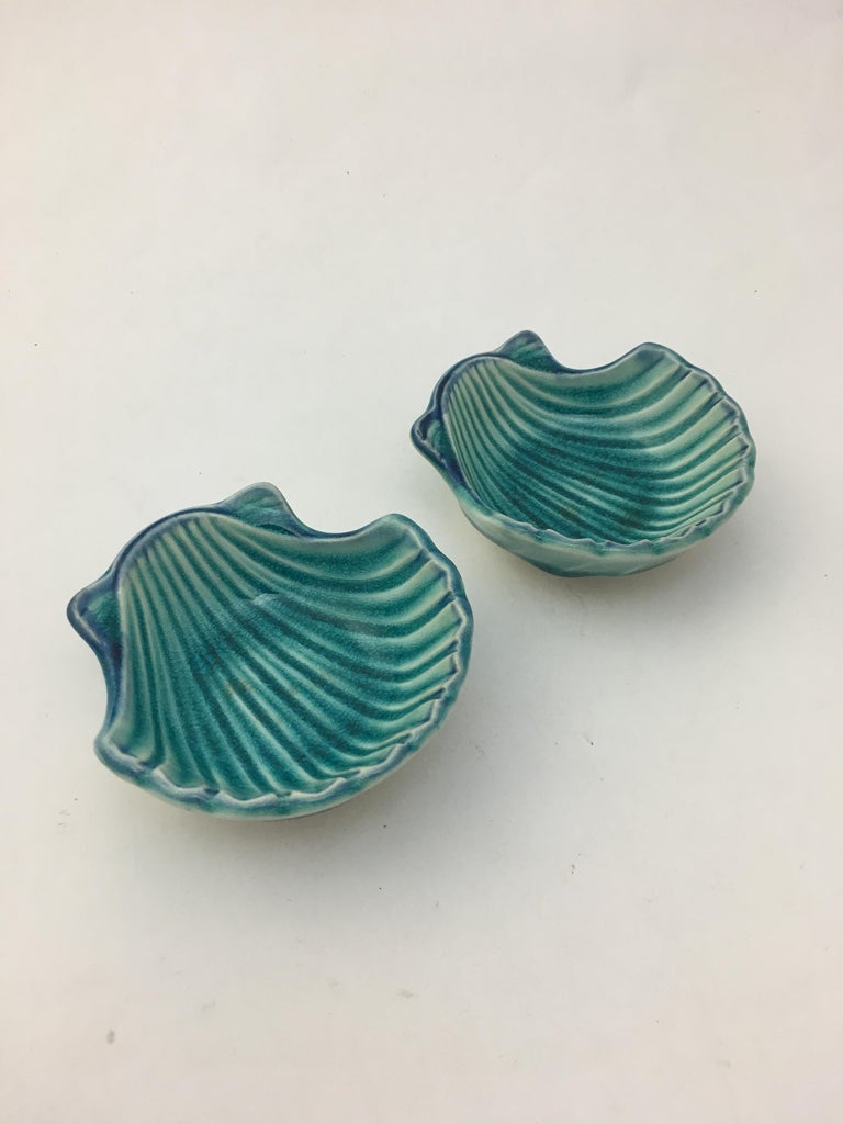 1960s Azure Blue Japanese Scallop Shell Bowls at 1stDibs