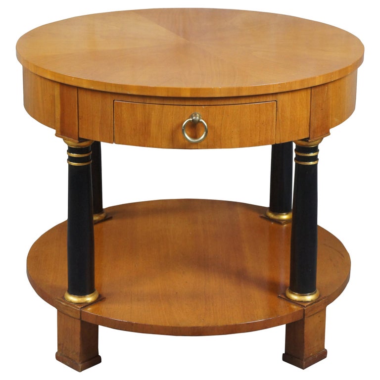 1960s Baker French Empire Round Fruitwood Neoclassical Gueridon Side ...