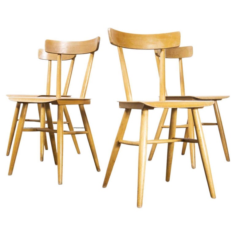 1960's Beech Wood Dining Chair by Ton - Set of Four For Sale at 1stDibs