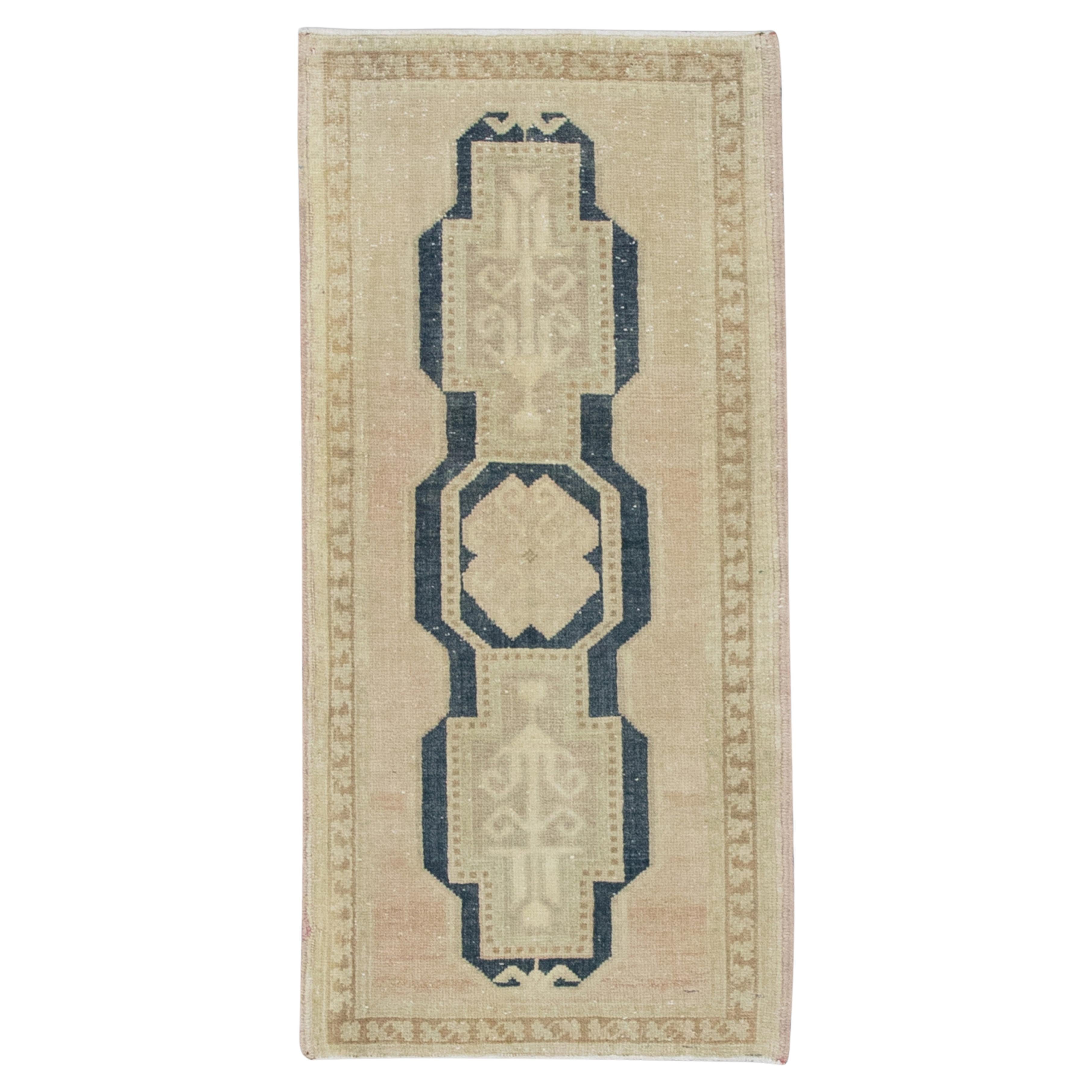 1960s Beige and Blue Vintage Turkish Mini Rug 1'6" X 3'1" For Sale at ...
