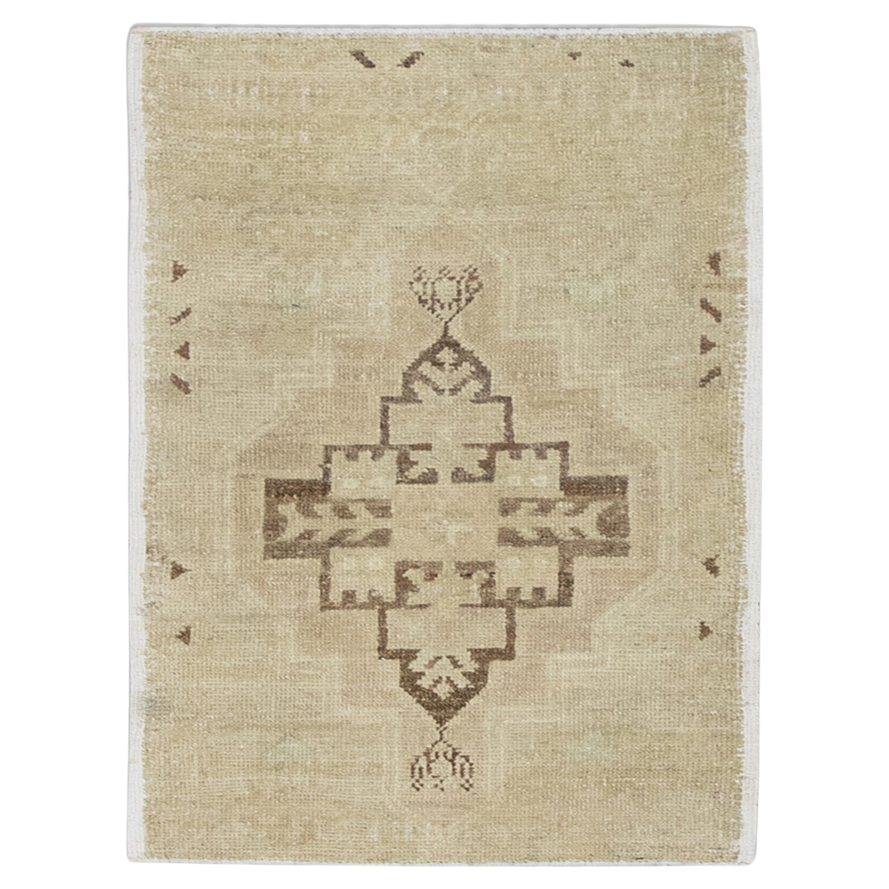 1960s Brown and Beige Vintage Turkish Mini Rug 1'6" X 3' For Sale at ...