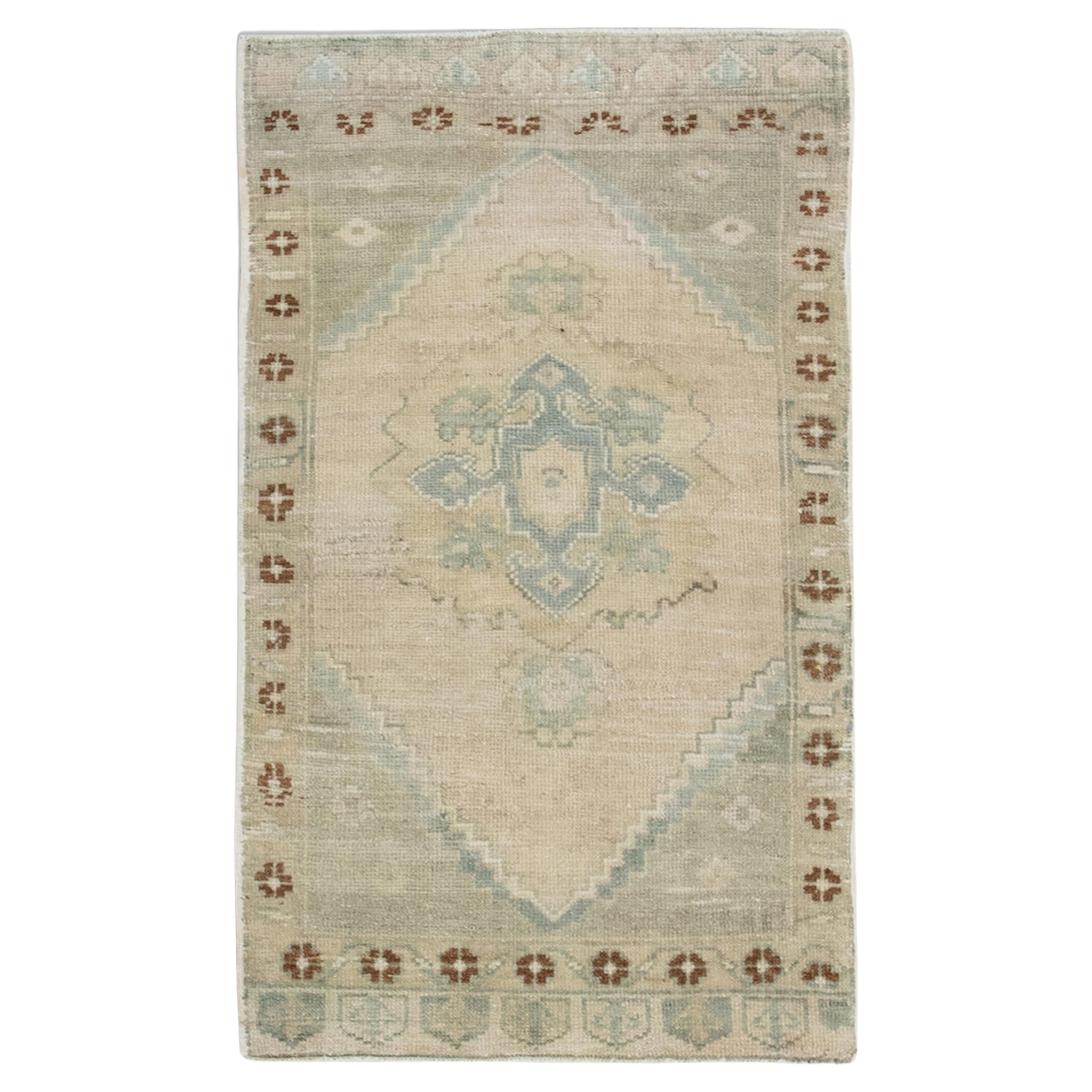 1960s Blue and Beige Vintage Turkish Mini Rug 1'9" X 3'1" For Sale at ...