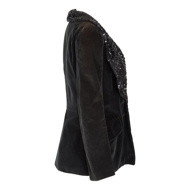 1960s Biba Early Woven Label Black Velvet and Sequin Lapel Jacket at ...