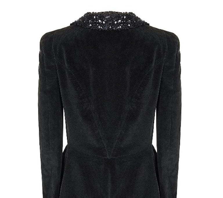 1960s Biba Early Woven Label Black Velvet and Sequin Lapel Jacket at ...