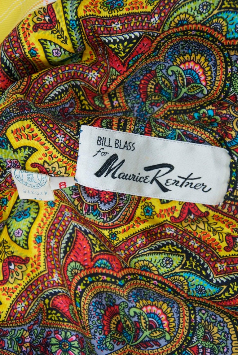 1960s Bill Blass Yellow Three-Piece Suit with Paisley Shell For Sale at ...