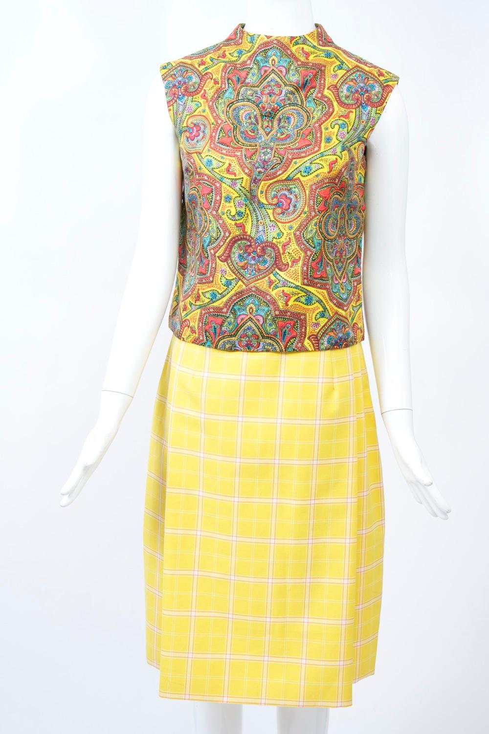 1960s Bill Blass Yellow Three-Piece Suit with Paisley Shell For Sale at ...