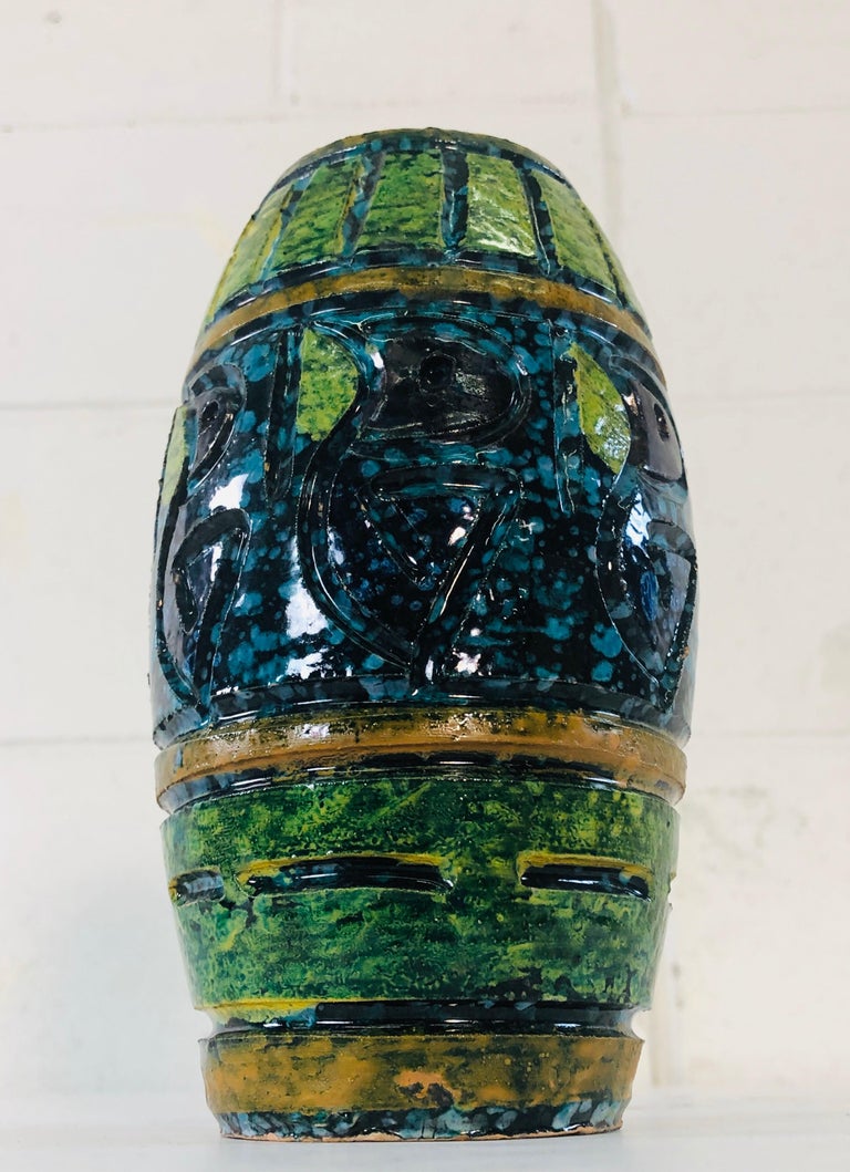 1960s Bitossi Style Italian Pottery Vase For Sale at 1stDibs