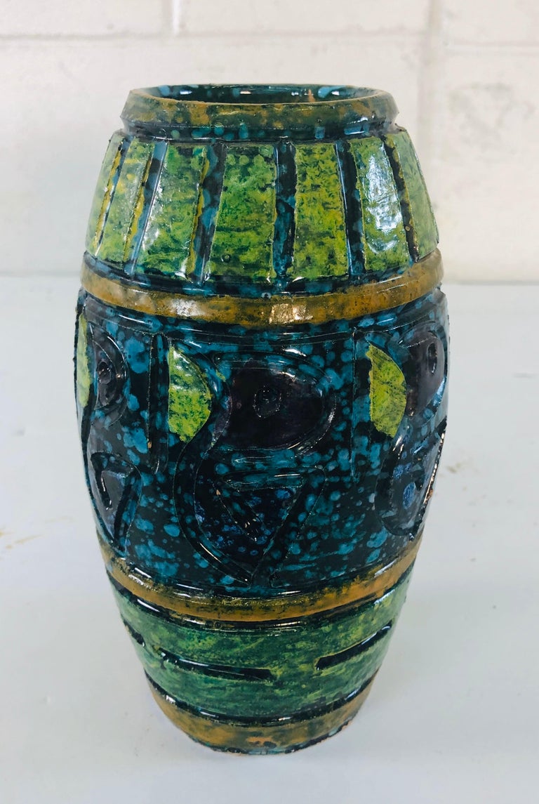 1960s Bitossi Style Italian Pottery Vase For Sale at 1stDibs