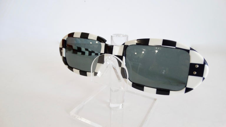 Black and White Check Mod 1960s Sunglasses at 1stDibs