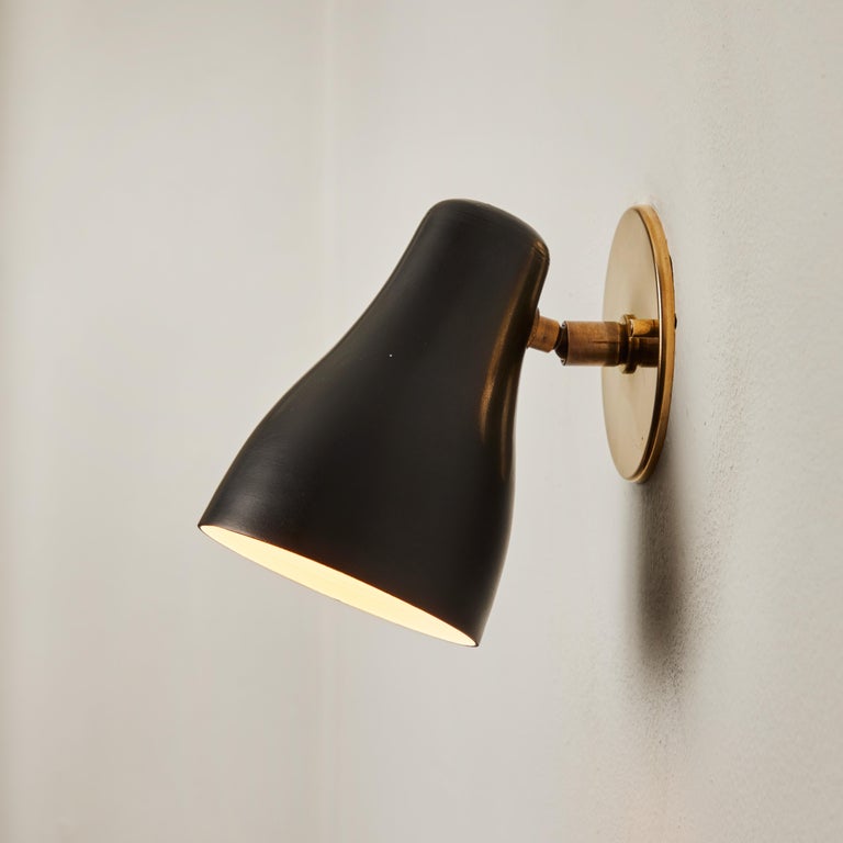 1960s, Black and Brass Wall Lamp Attributed to Jacques Biny For Sale at ...