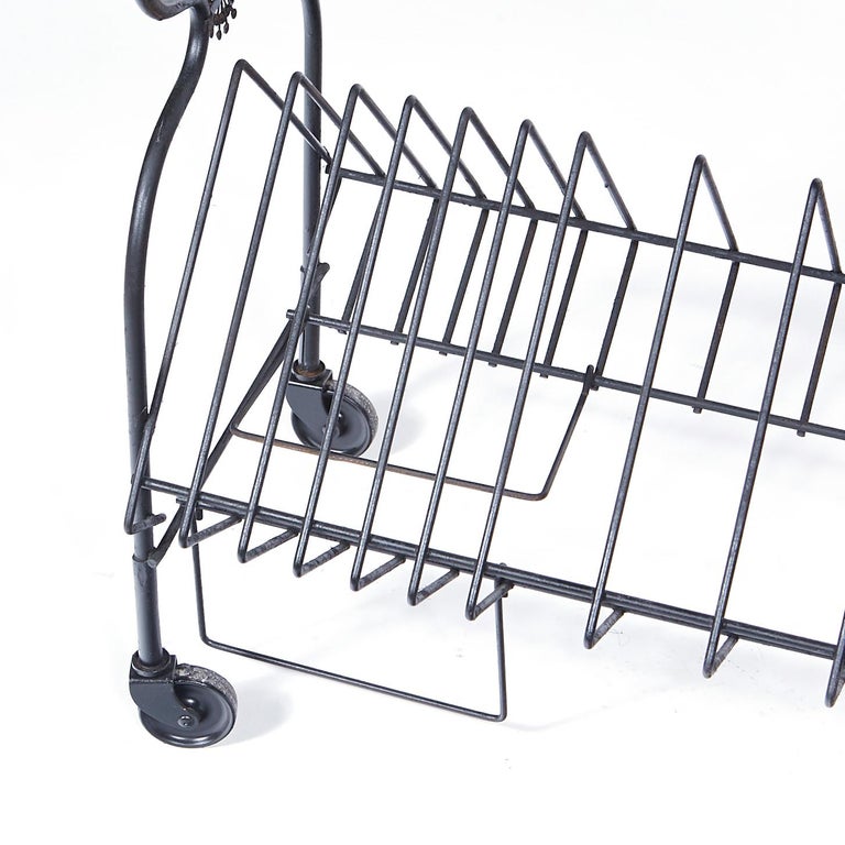 1960s Black Metal Rolling Record Cart For Sale at 1stDibs