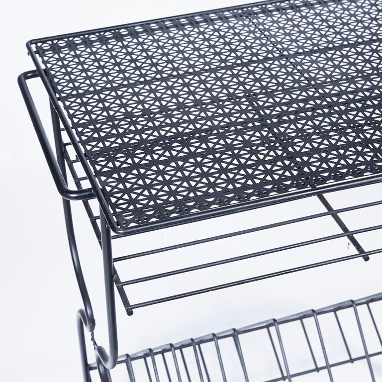 1960s Black Metal Rolling Record Cart For Sale at 1stDibs