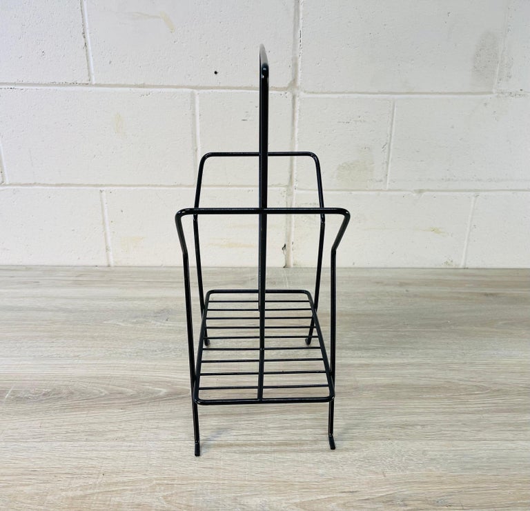 1960s, Black Metal Wire Magazine Stand For Sale at 1stDibs