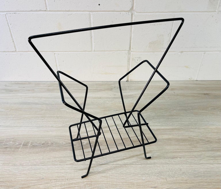 1960s, Black Metal Wire Magazine Stand For Sale at 1stDibs