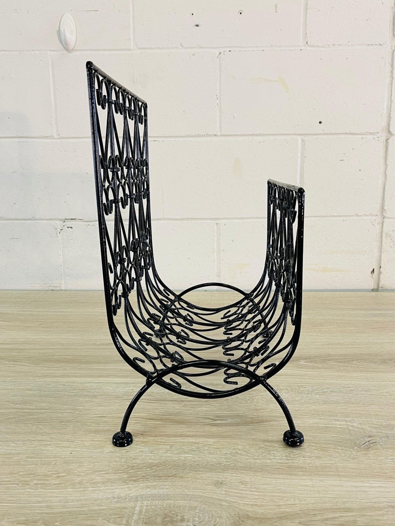 1960s Black Scroll Metal Magazine Rack at 1stDibs