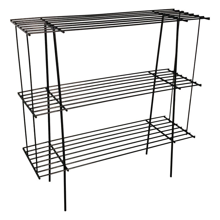 1960s Black Wire Rack Book Shelf at 1stDibs