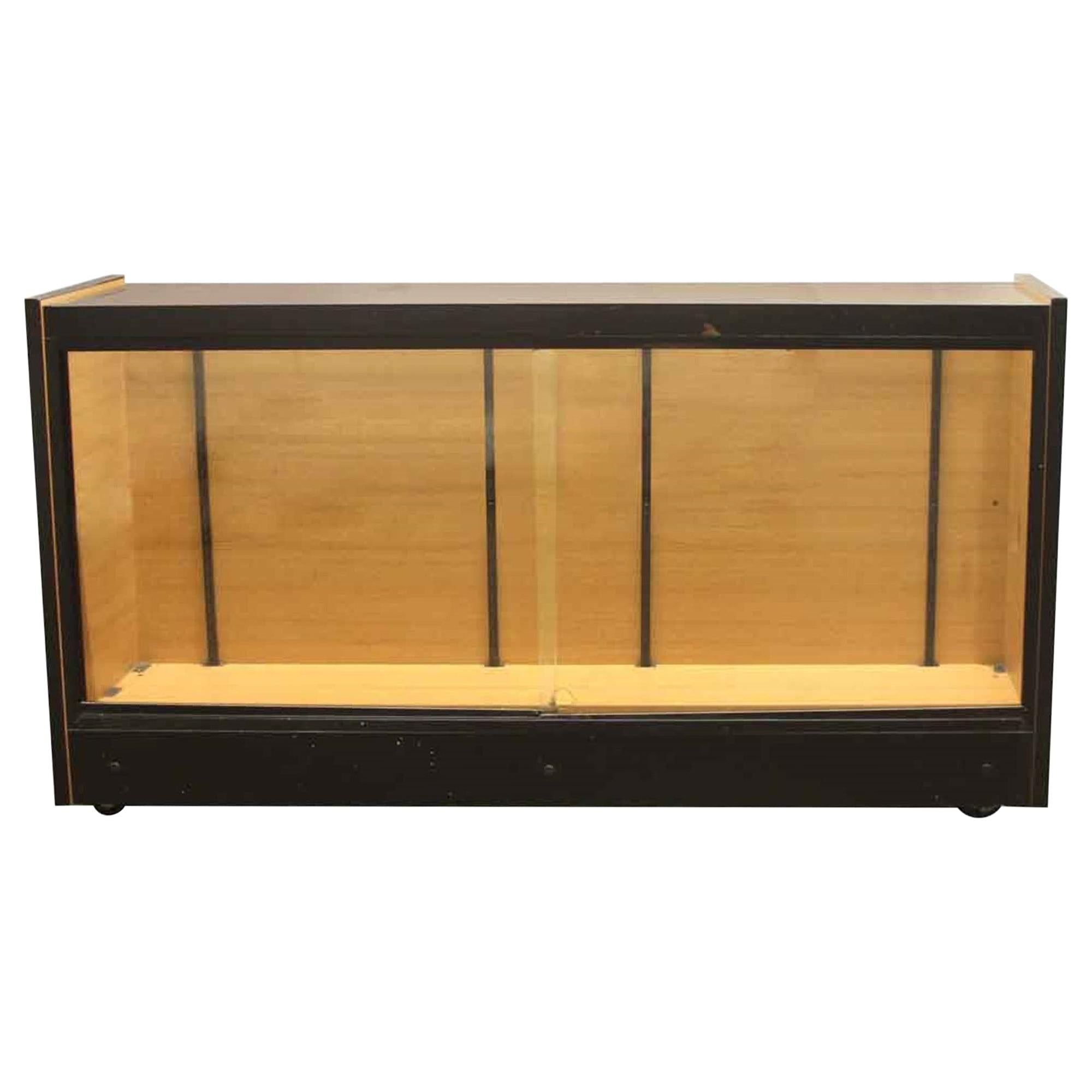 1960s Black Wood Showcase with Front Sliding Doors and Glass Top at ...