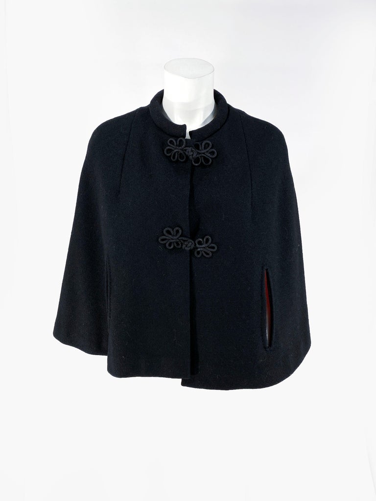 1960s Black Wool Caplet For Sale at 1stDibs
