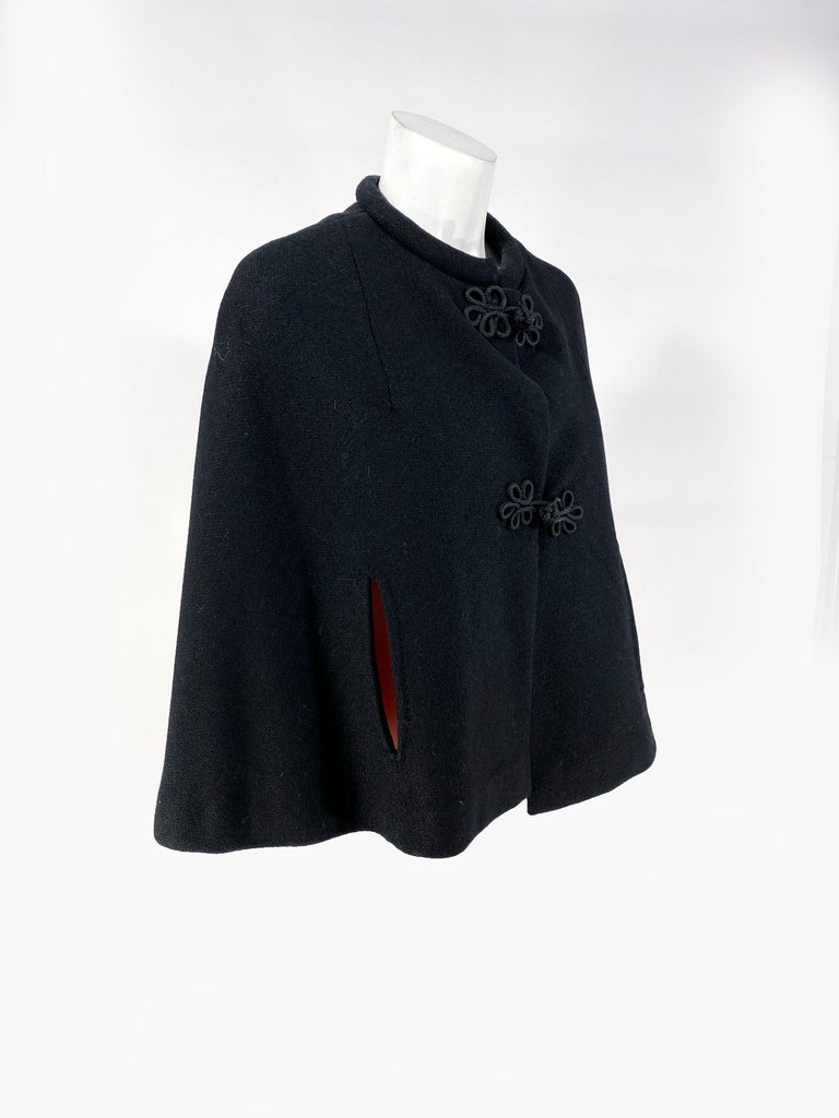 1960s Black Wool Caplet For Sale at 1stDibs