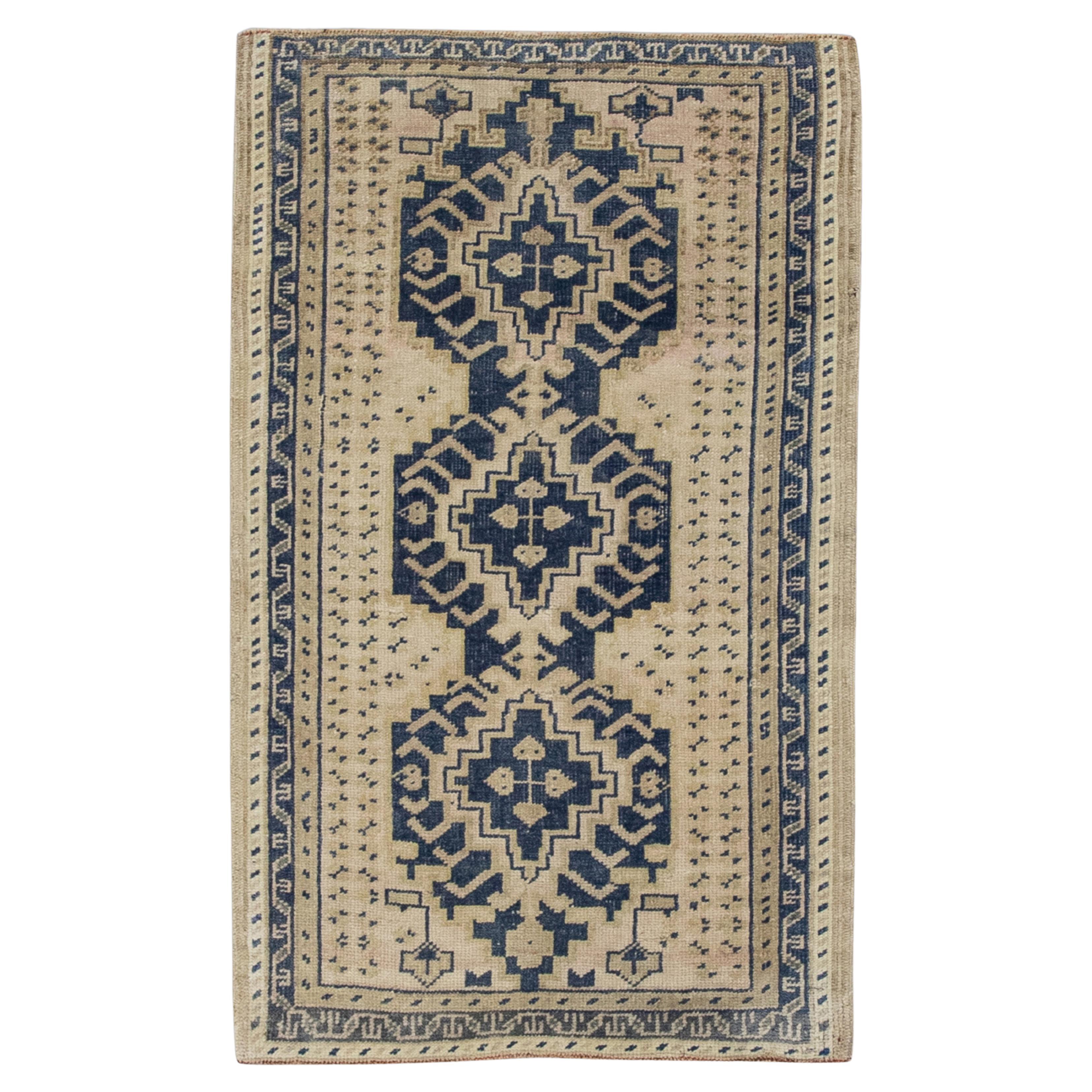 1960s Blue and Beige Vintage Turkish Mini Rug 1'9" X 3'1" For Sale at ...