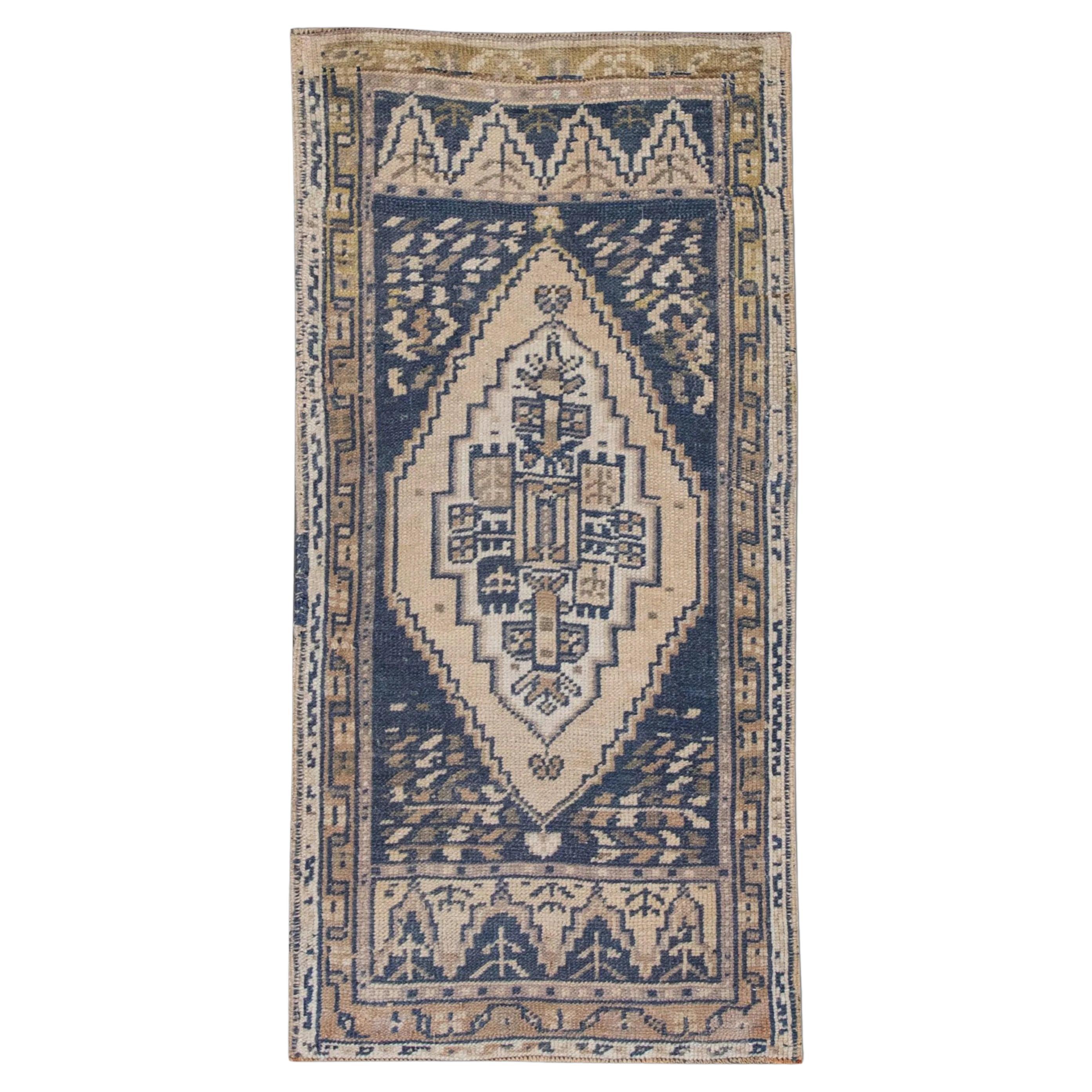 1960s Blue and Brown Vintage Turkish Mini Rug 1'2" x 3'5" For Sale at ...