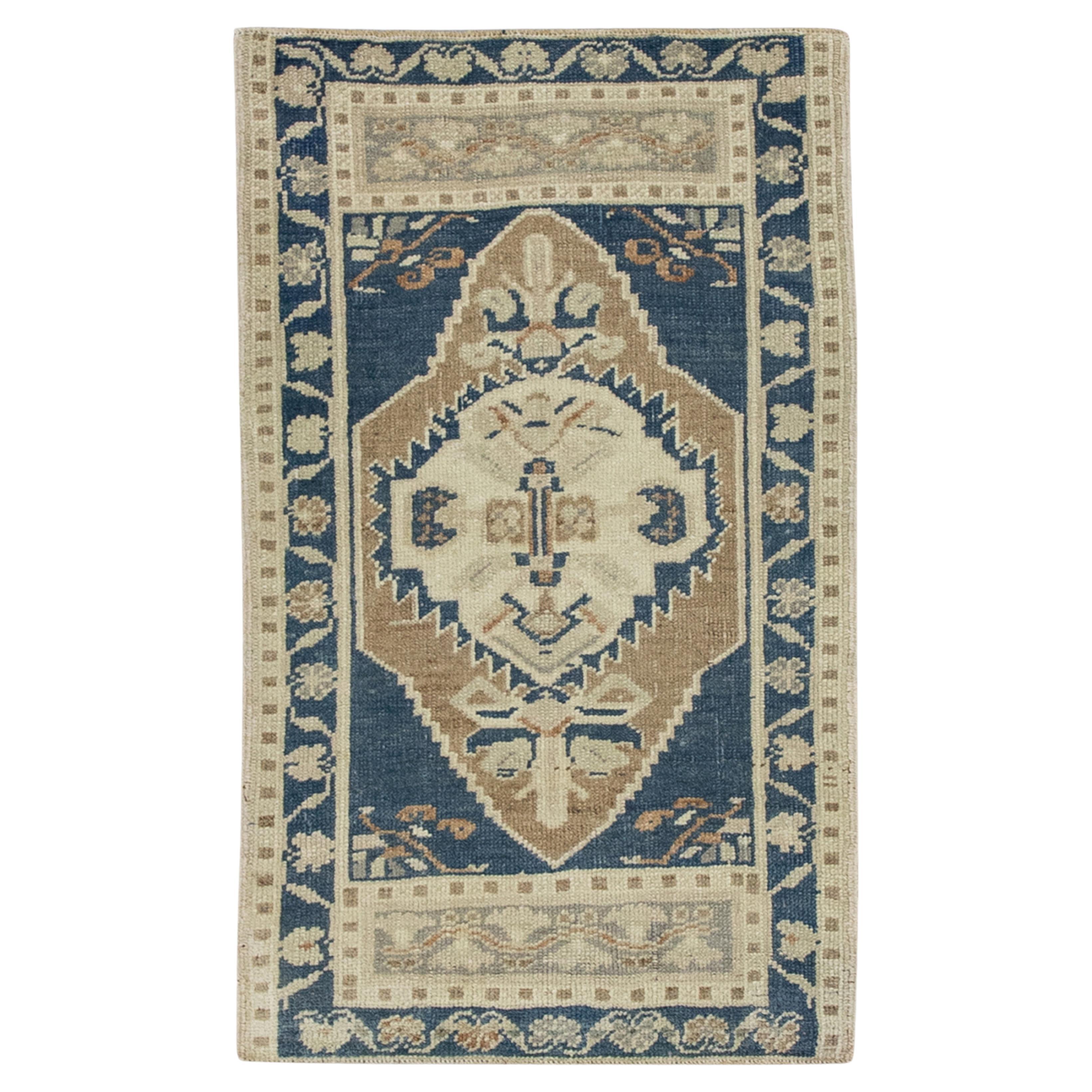 1960s Blue and Pink Vintage Turkish Mini Rug 1'9" x 3'3" For Sale at ...