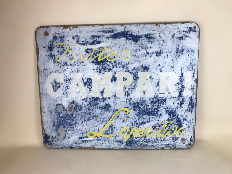 1960s Blue Hard Cardboard Vintage Italian Bitter Campari Sign For Sale ...