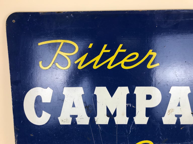 1960s Blue Hard Cardboard Vintage Italian Bitter Campari Sign For Sale ...