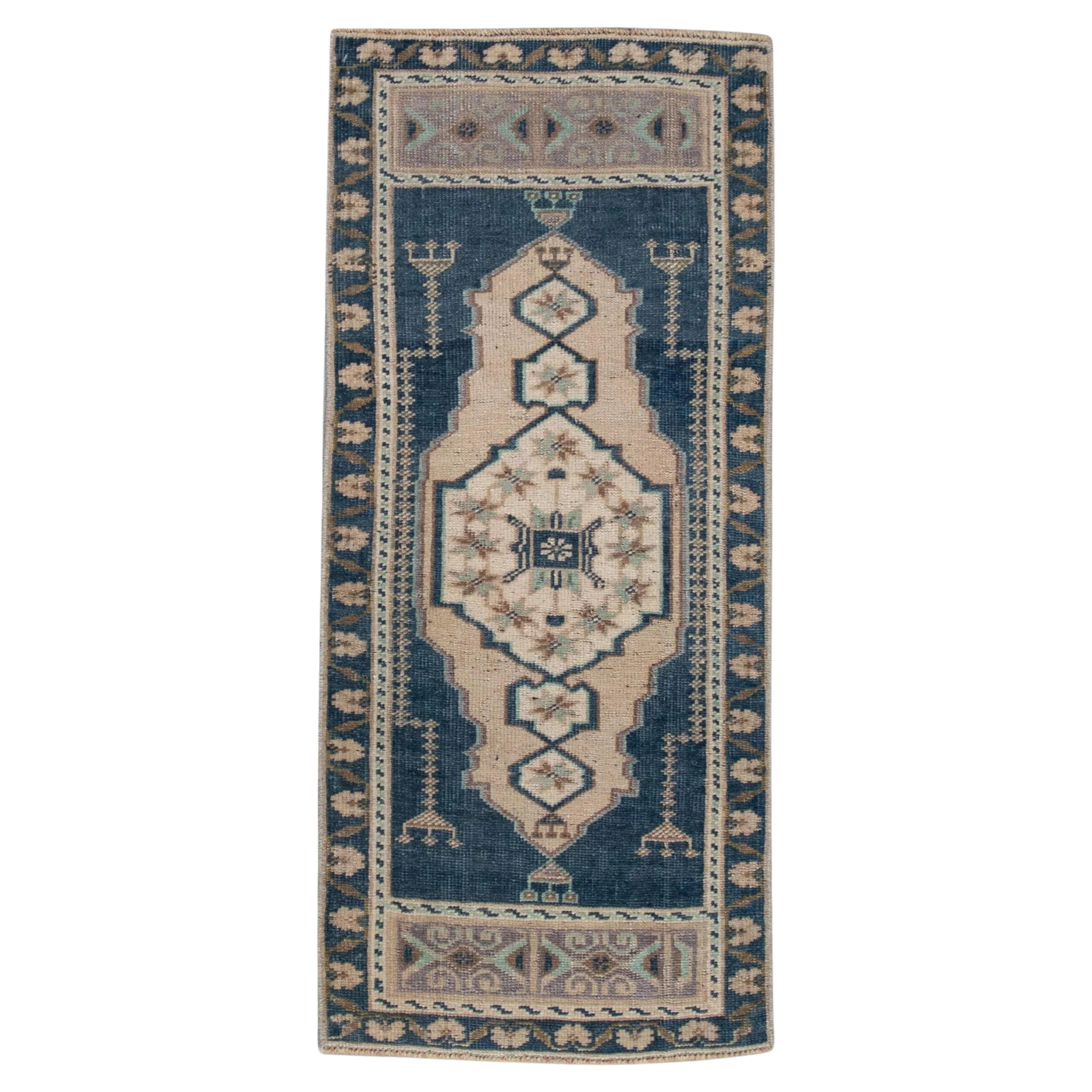 1960s Blue and Pink Vintage Turkish Mini Rug 1'6" x 3'5" For Sale at ...