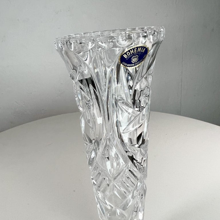 1960s Bohemia Czech Republic Elegant Cut Glass Bud Vase Lead Crystal ...