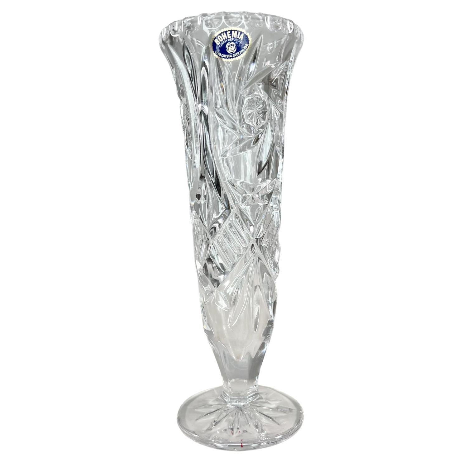 Vase en cristal Art déco bleu électrique, République tchèque, vers les ...