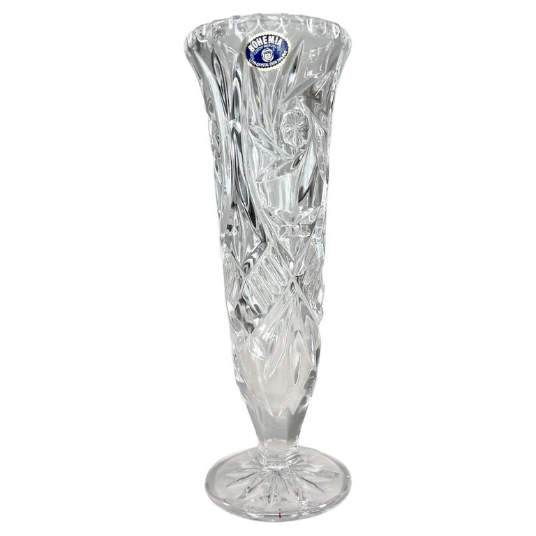 1960s Bohemia Czech Republic Elegant Cut Glass Bud Vase Lead Crystal ...