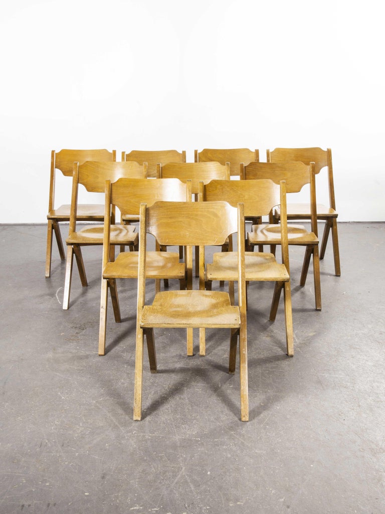 1960s Bombenstabil Stacking Beech Dining Chairs, Set of Ten For Sale at ...