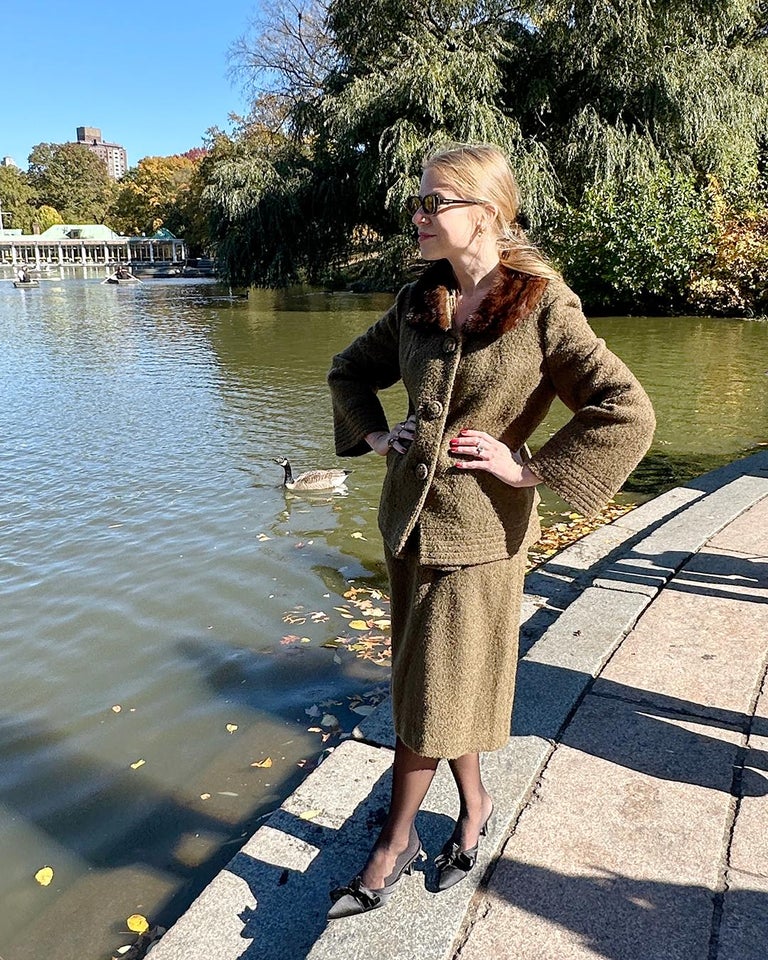 1960s Bouclé Skirt Suit with Mink Trim For Sale at 1stDibs