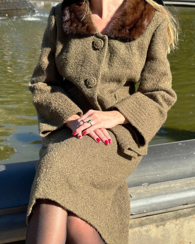 1960s Bouclé Skirt Suit with Mink Trim For Sale at 1stDibs