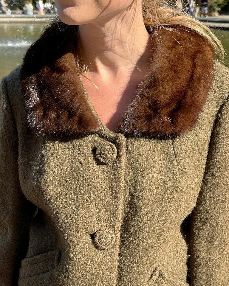 1960s Bouclé Skirt Suit with Mink Trim For Sale at 1stDibs