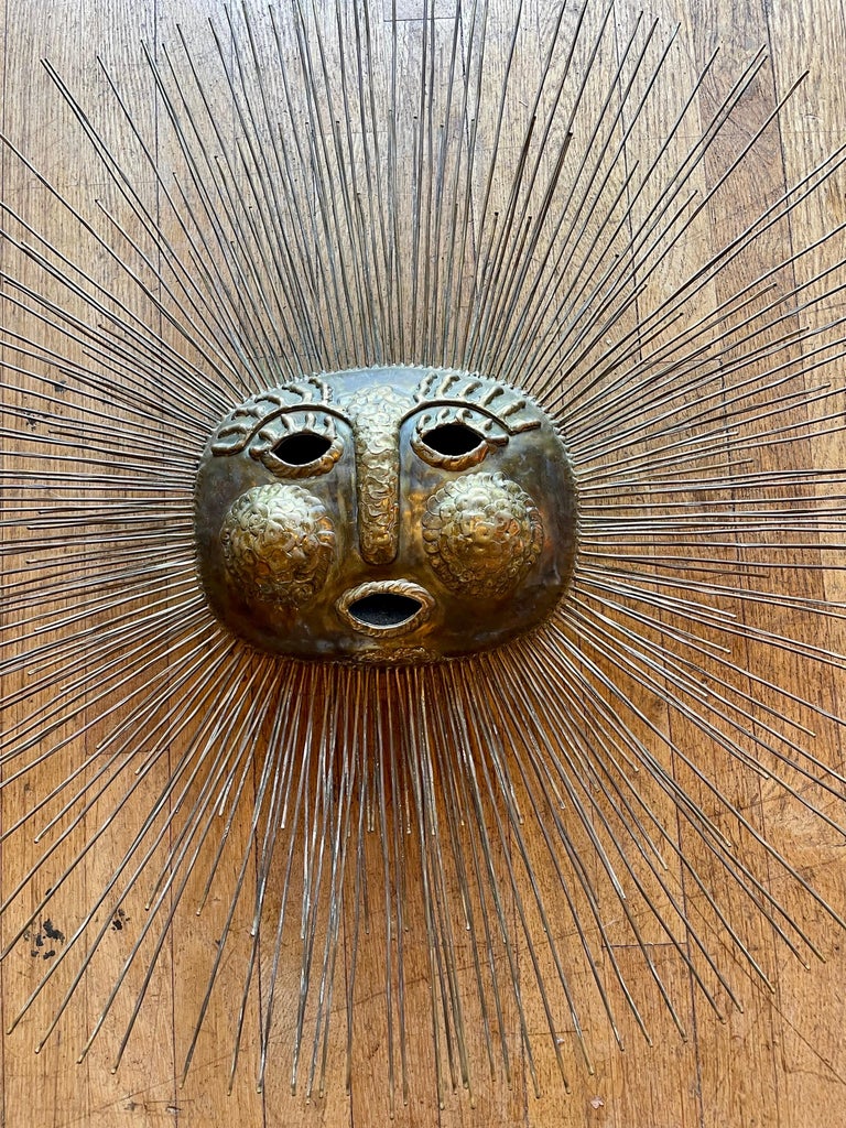 1960s Brass Hammered Sun by Talleres Emaus Mexican Modern Sun Wall ...