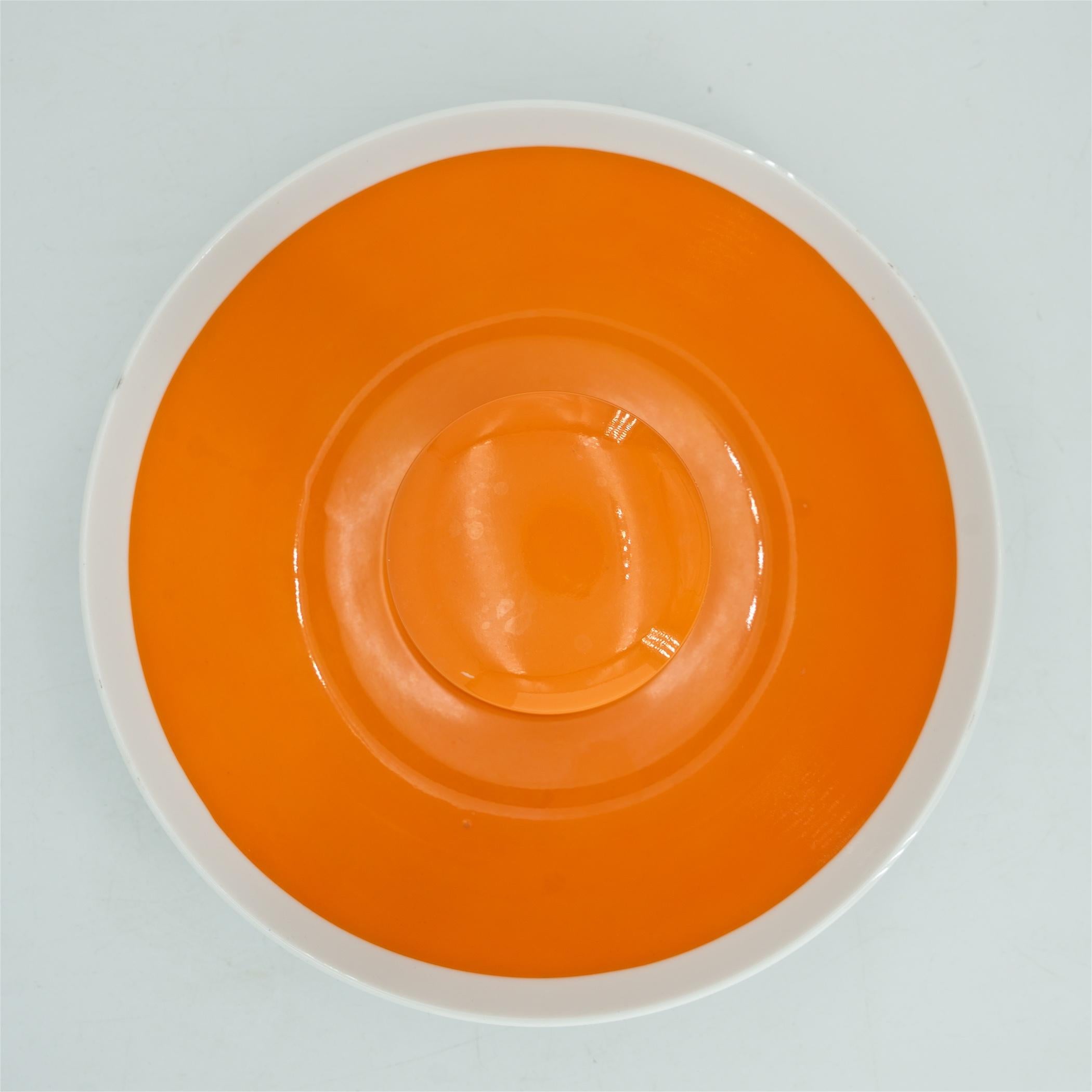 1960s Bright La Gardo Tackett Orange and White Candy Nut Dish Bowl ...