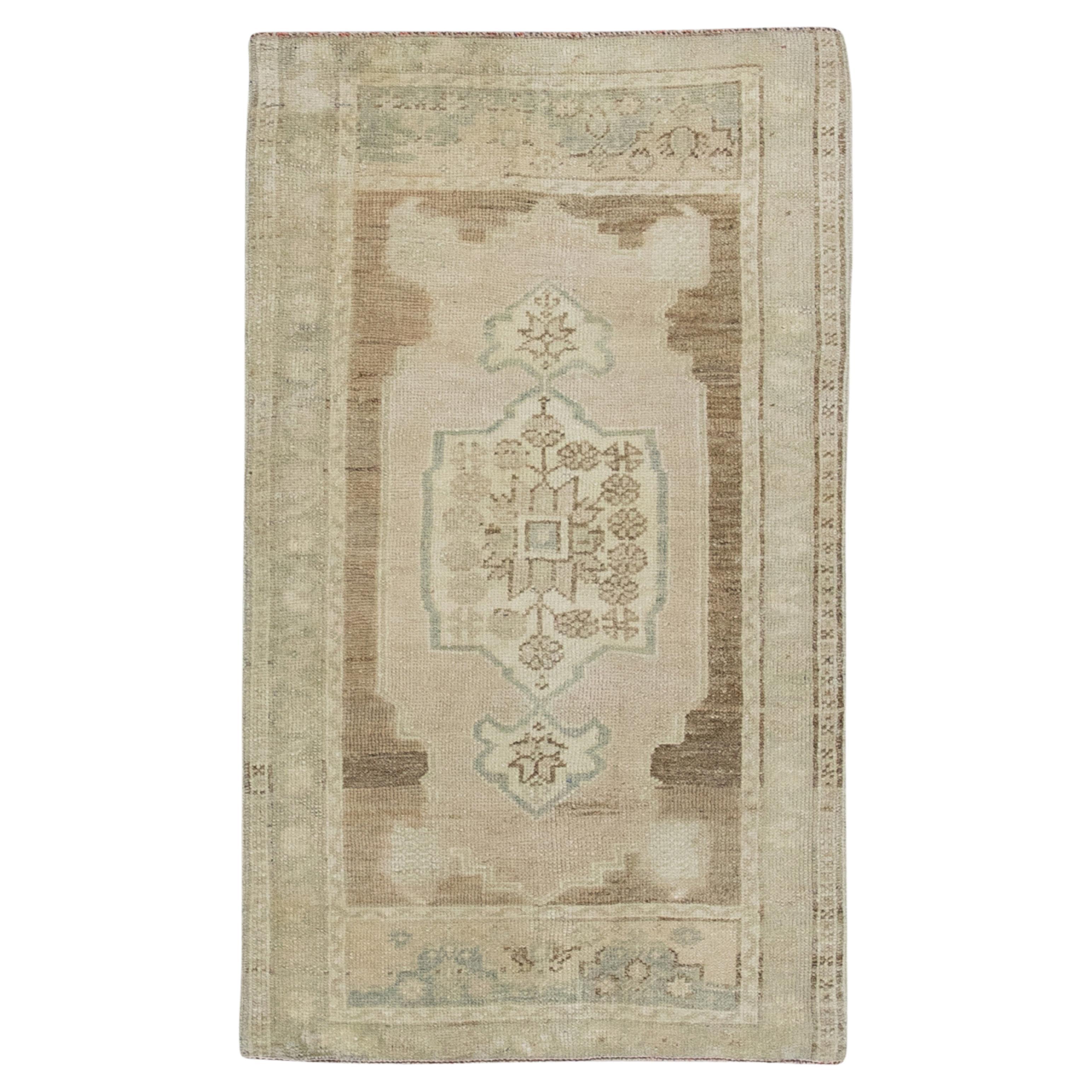 1960s Brown and Beige Vintage Turkish Rug 2'3" x 4'10" For Sale at 1stDibs
