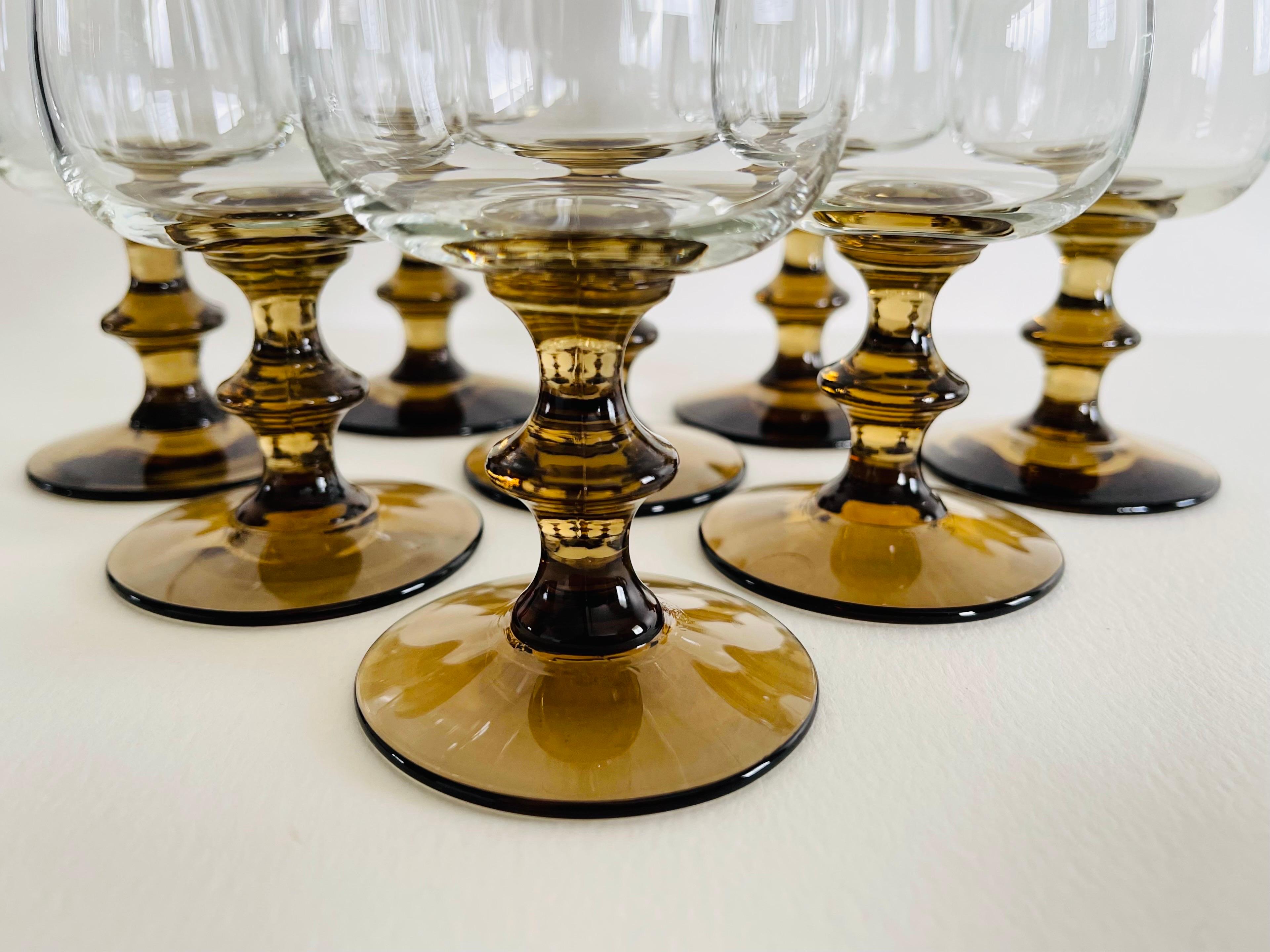 1960s, Brown Smoked Wine Goblets, Set of 8 For Sale at 1stDibs | smoked ...