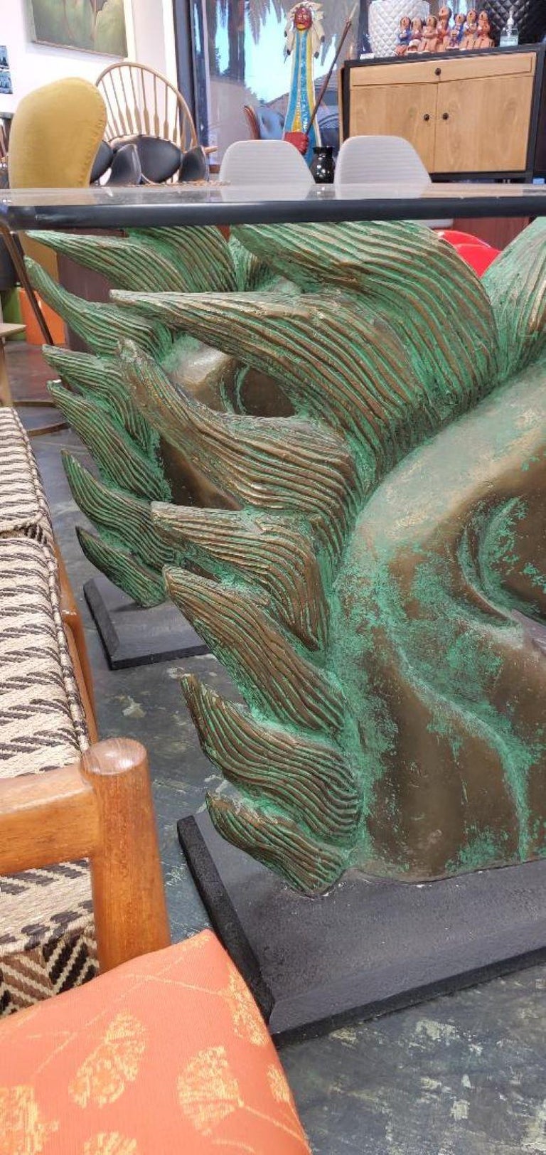 1960s Brutal Unicorn Horse Head Bases with Original Glass Top Dining ...