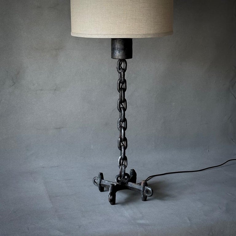 1960s Brutalist Chainlink Table Lamp For Sale at 1stDibs
