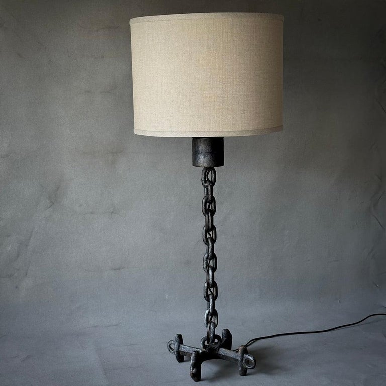 1960s Brutalist Chainlink Table Lamp For Sale at 1stDibs