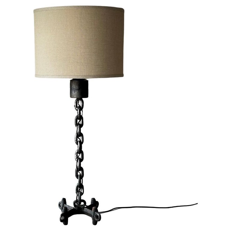 1960s Brutalist Chainlink Table Lamp For Sale at 1stDibs