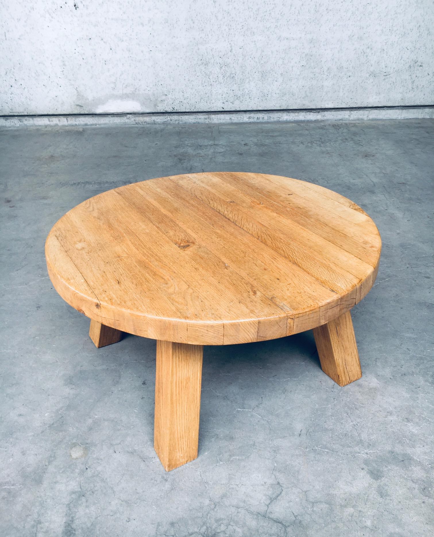 1960's Brutalist Design Round Oak Coffee Table at 1stDibs